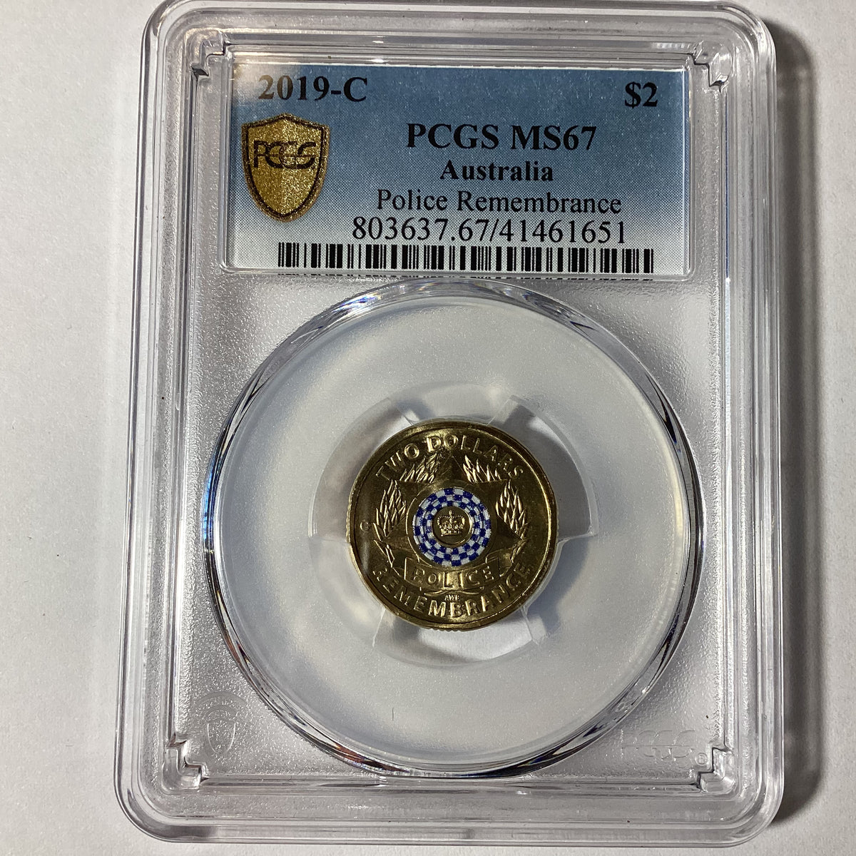 2019 $2 ‘C’ Mintmark. Police Remembrance. MS67. – Ensleigh Coins
