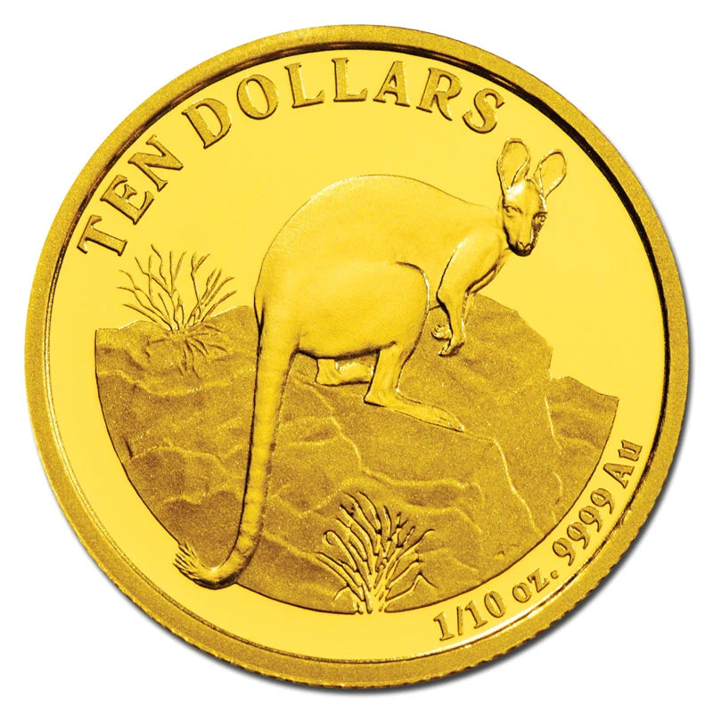2010 Yellow-Footed Rock Wallaby Kangaroo Series 1/10oz Gold Coin ...
