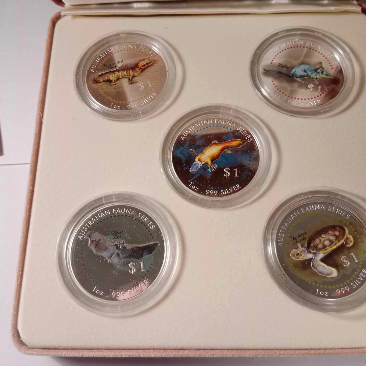 1998 The Australian Fauna Coloured Silver Coin Series. 5 coin set ...