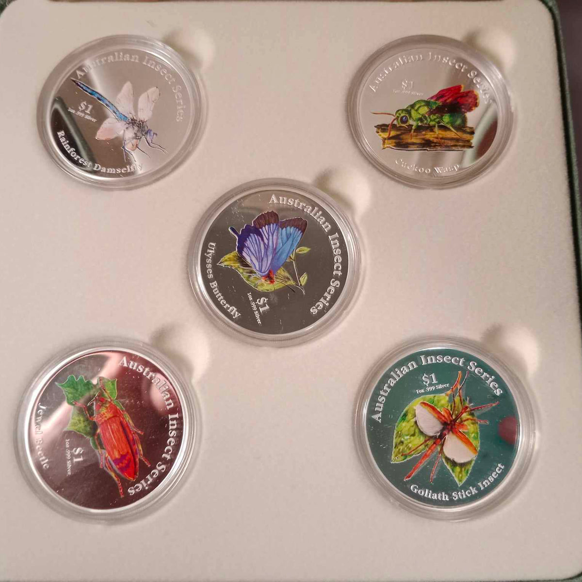 2000 Coloured Australian Insect Series 5 Coin Silver Set. – Ensleigh Coins