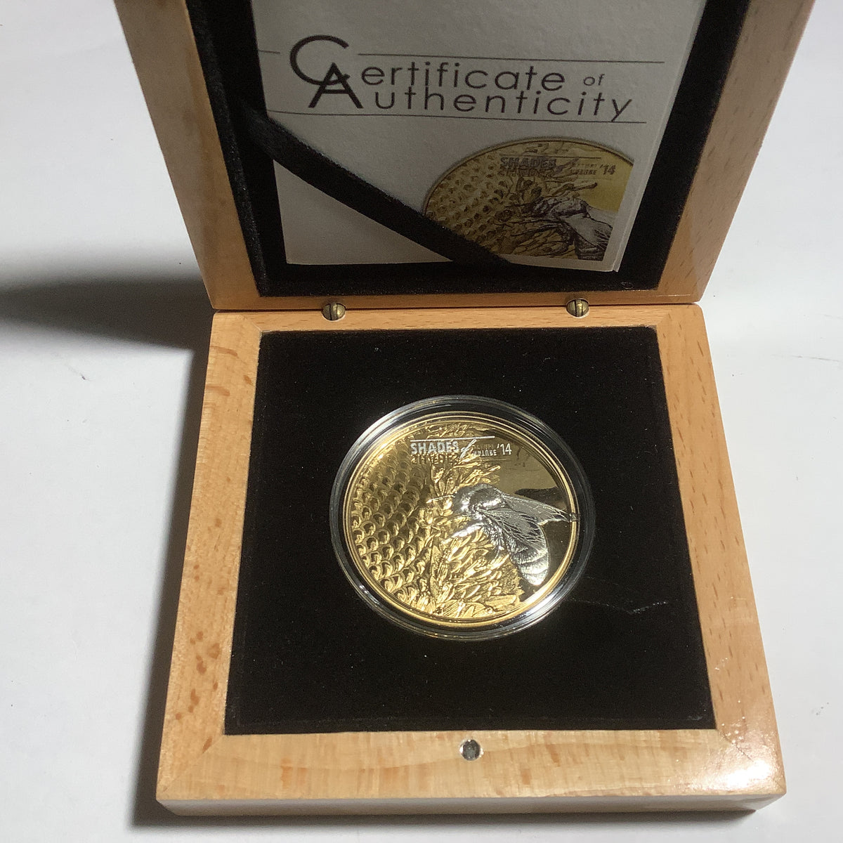 2014 $5 Cook Island. Shades of Nature. Bee Gilded Silver Proof Coin ...