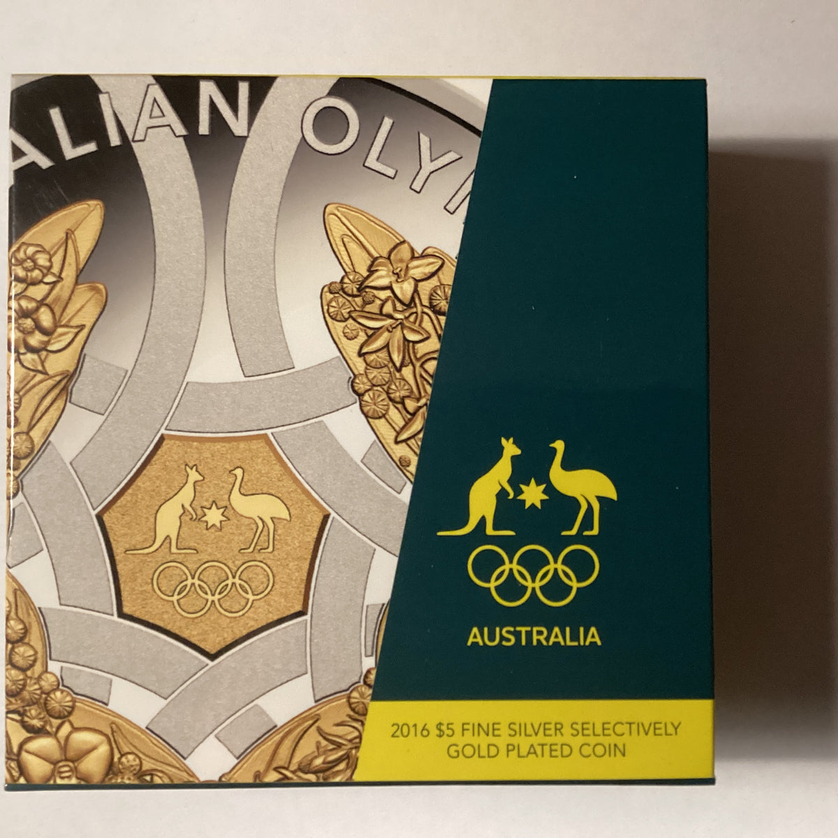 2016 $5 Fine Silver Selectively Gold Plated Coin. Australian Olympic T ...