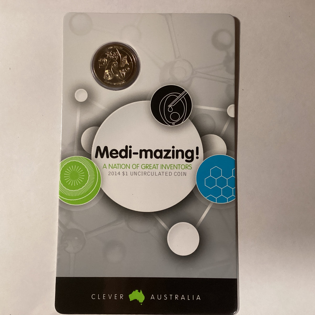 2014 $1 Uncirculated Cared Coin. Medi-mazing! A Nation of Great Invent ...