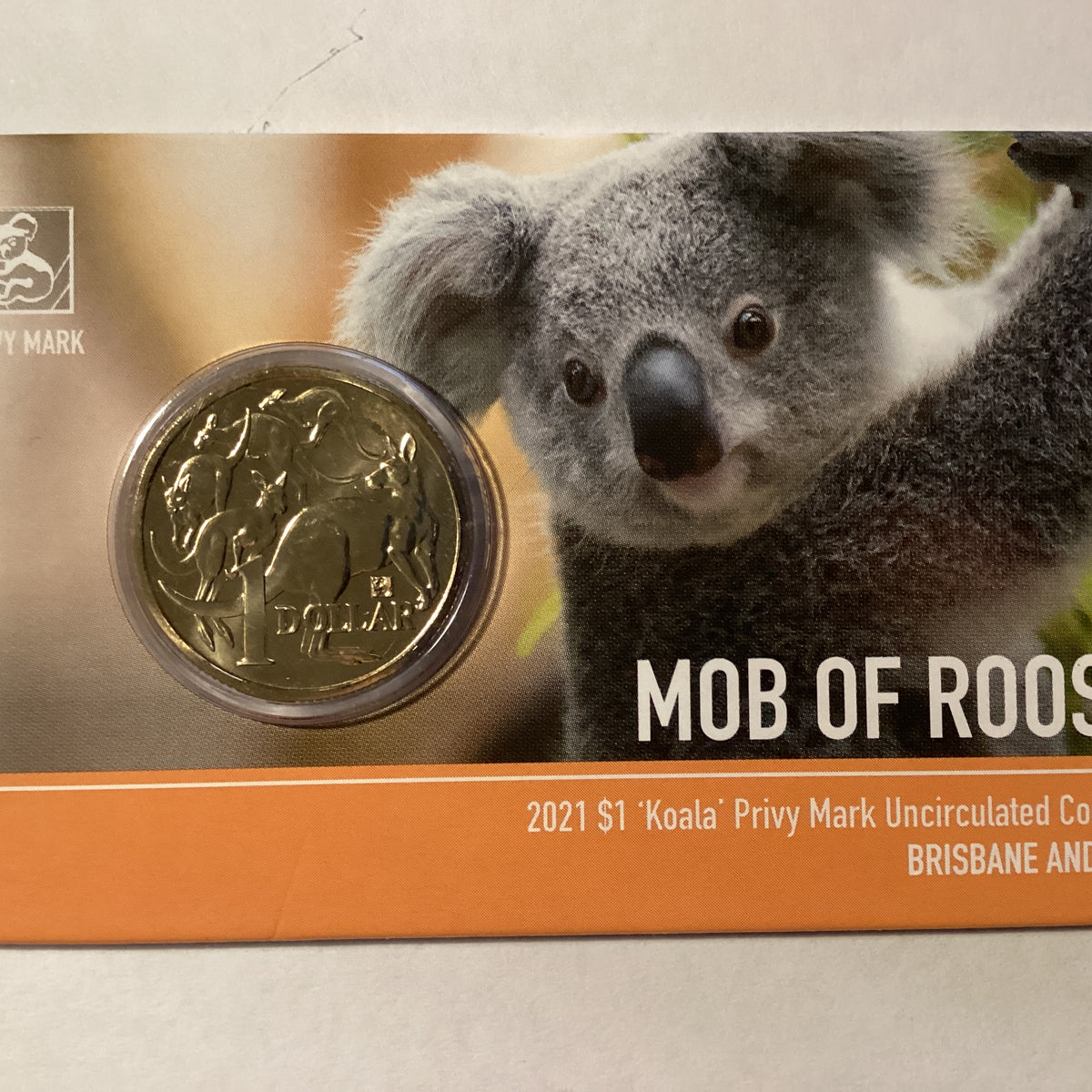 2021 $1 Mob of Roos Carded Coin. Anda Release. Koala Privy Mark. Brisb ...