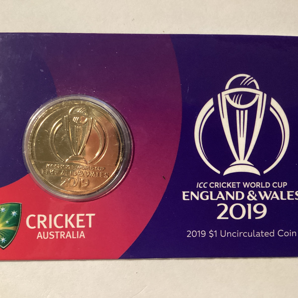 2019 $1 Carded Uncirculated Coin. ICC Cricket World Cup. England & Wal ...