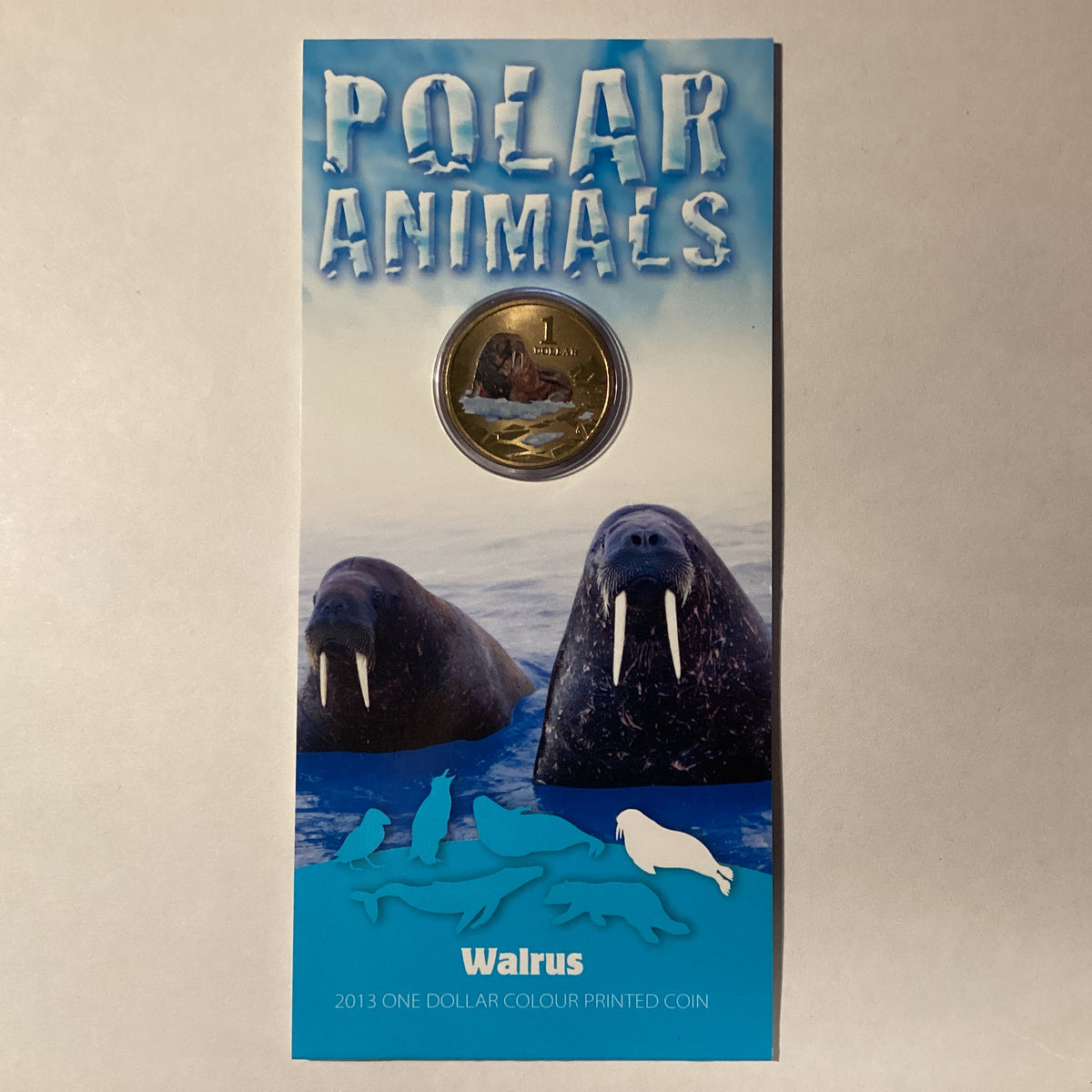 2013 $1 Colour Printed Coin. Polar Animals. Walrus. – Ensleigh Coins