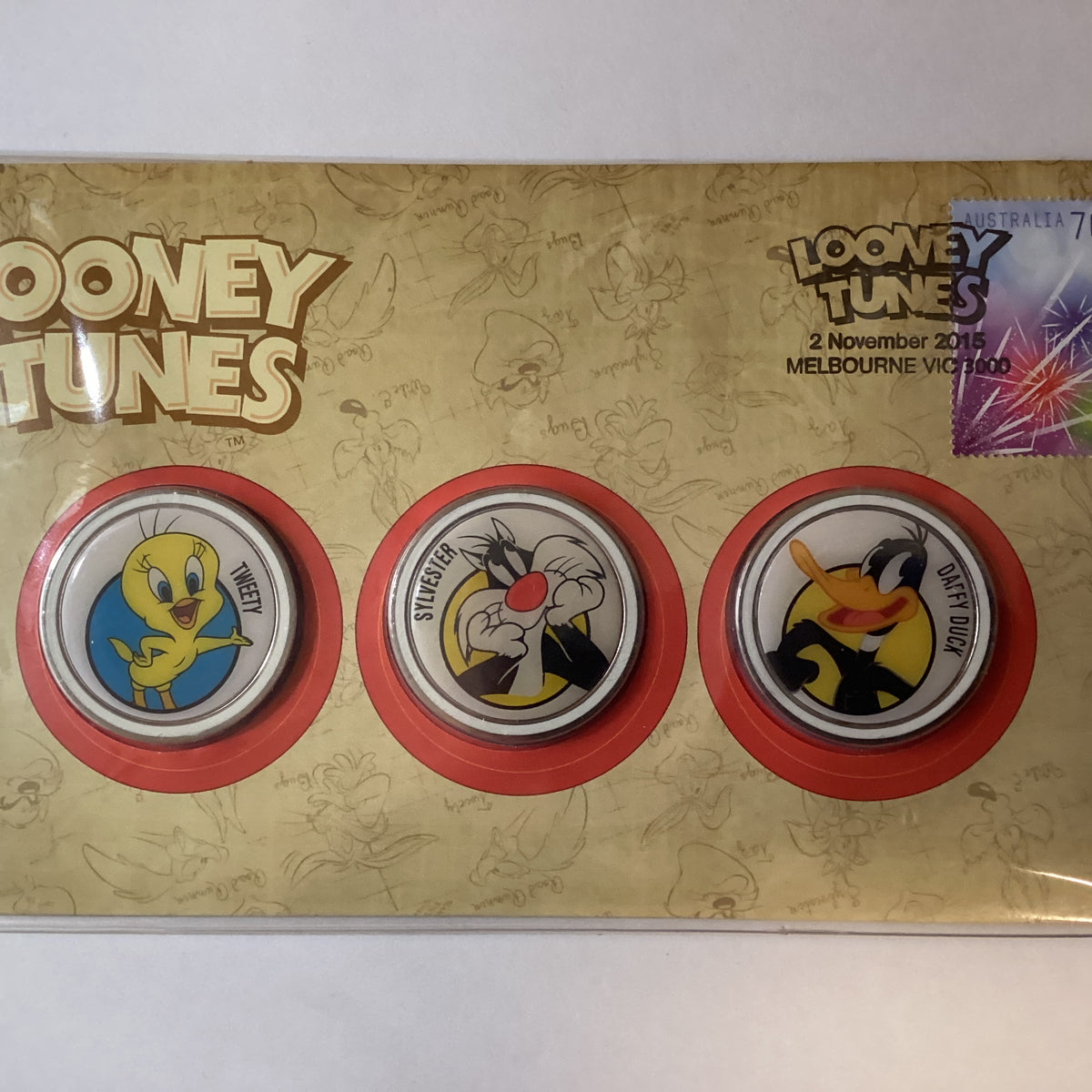 2015 Looney Tunes Medallion PMC. Three Medallion Set. Tweety, Sylveste ...