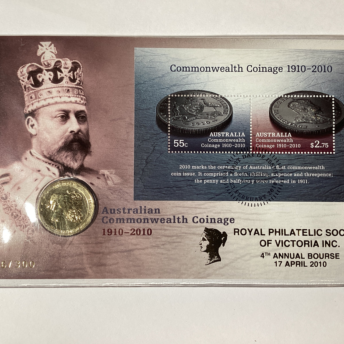2010 Australian Commonwealth Coinage 1910-2010 PNC. Royal Philatelic S ...