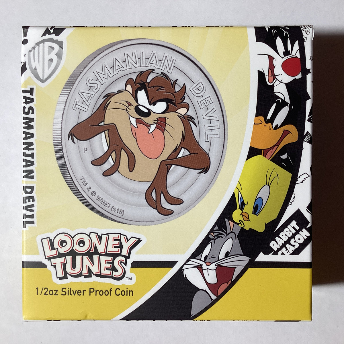 2018 50c 1/2 Ounce Silver Proof Coloured Coin. Looney Tunes. Tasmanian ...