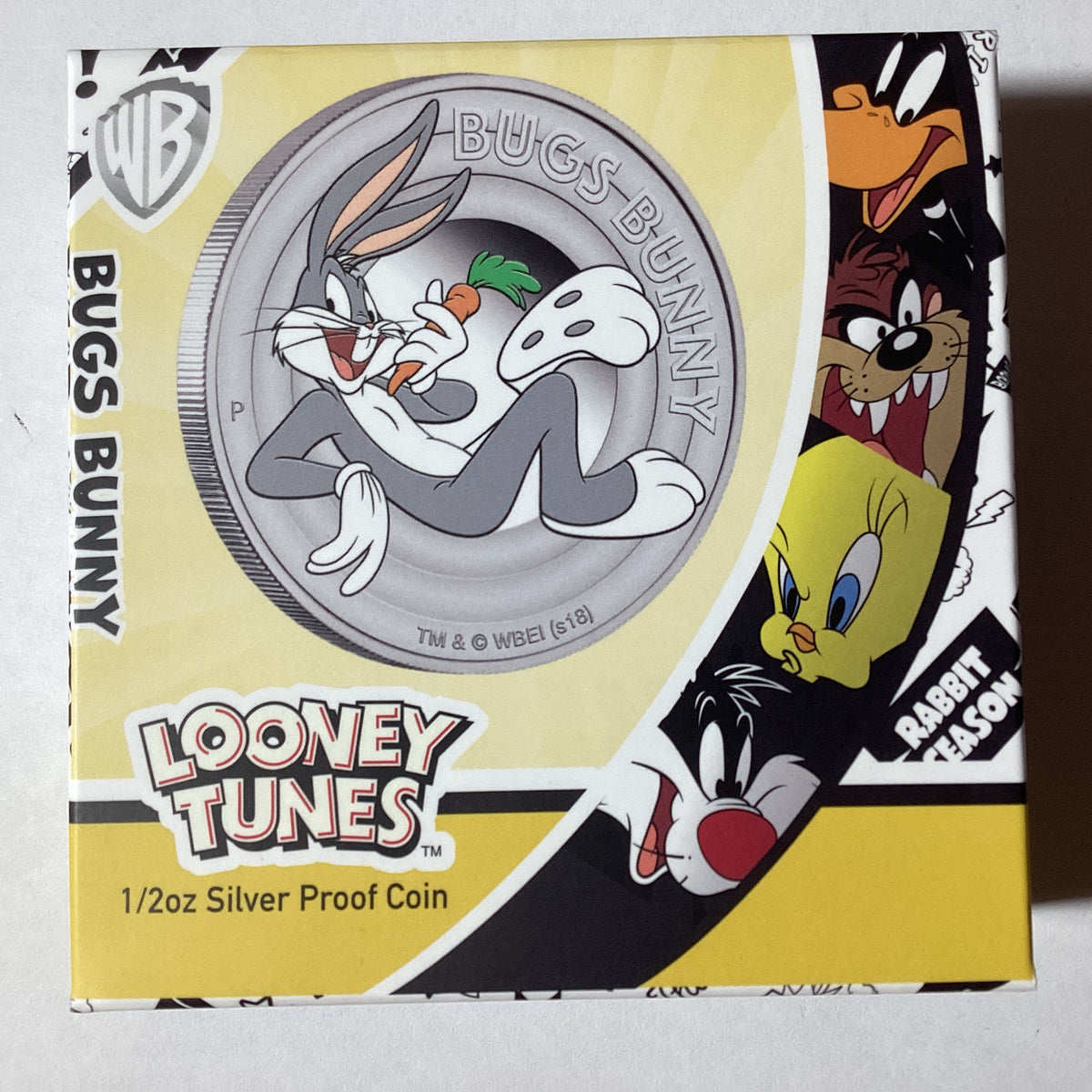 2018 1/2oz Silver Proof Coloured Coin. Looney Tunes. Bugs Bunny ...