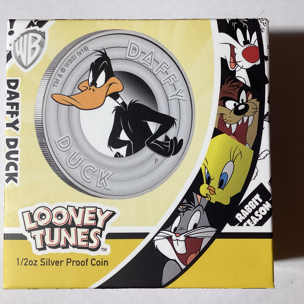 2019 50c 1/2 Ounce Silver Proof Coloured Coin. Looney Tunes. Daffy Duc ...