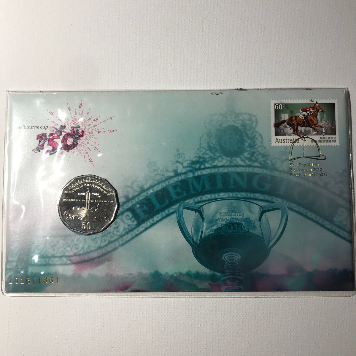 2010 PNC 50c Melbourne Cup 150th Anniversary. 1861 made. First Day of ...