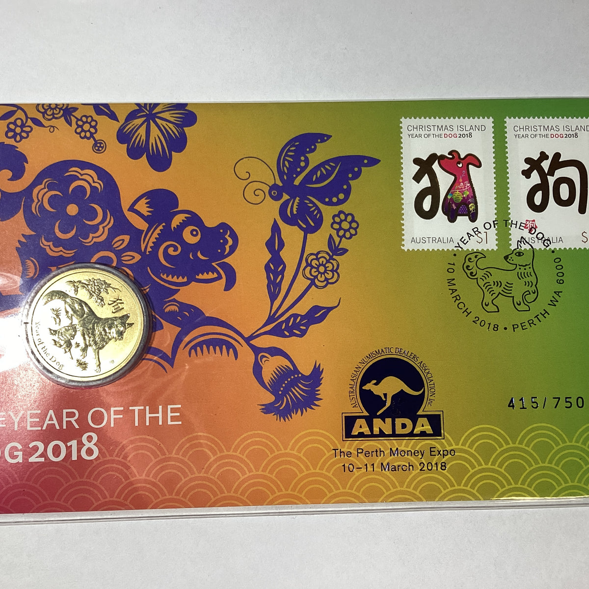 2018 $1 PNC. Year of the Dog. ANDA Perth. 750 made. – Ensleigh Coins