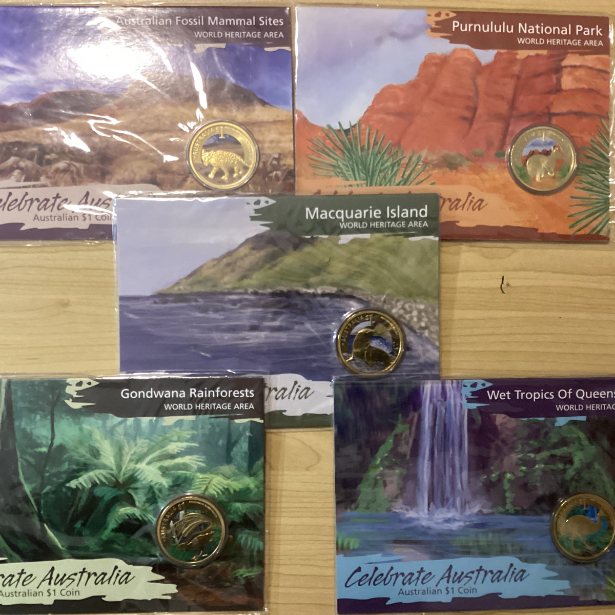 2011 $1 World Heritage Set of 5 Carded Coins – Ensleigh Coins
