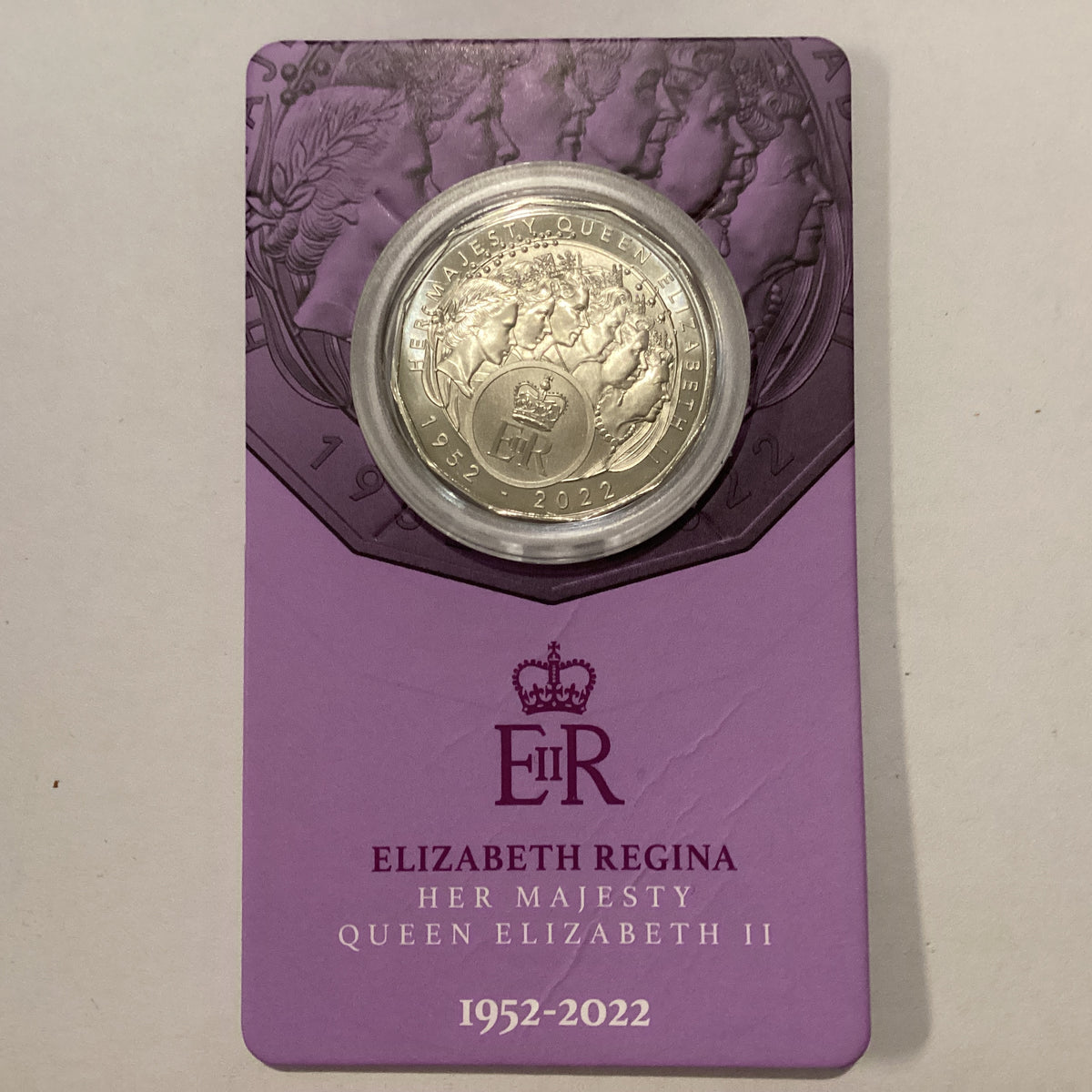 2023 50c Carded Coin. Elizabeth Regina. Platinum Jubilee. 1952-2022 ...