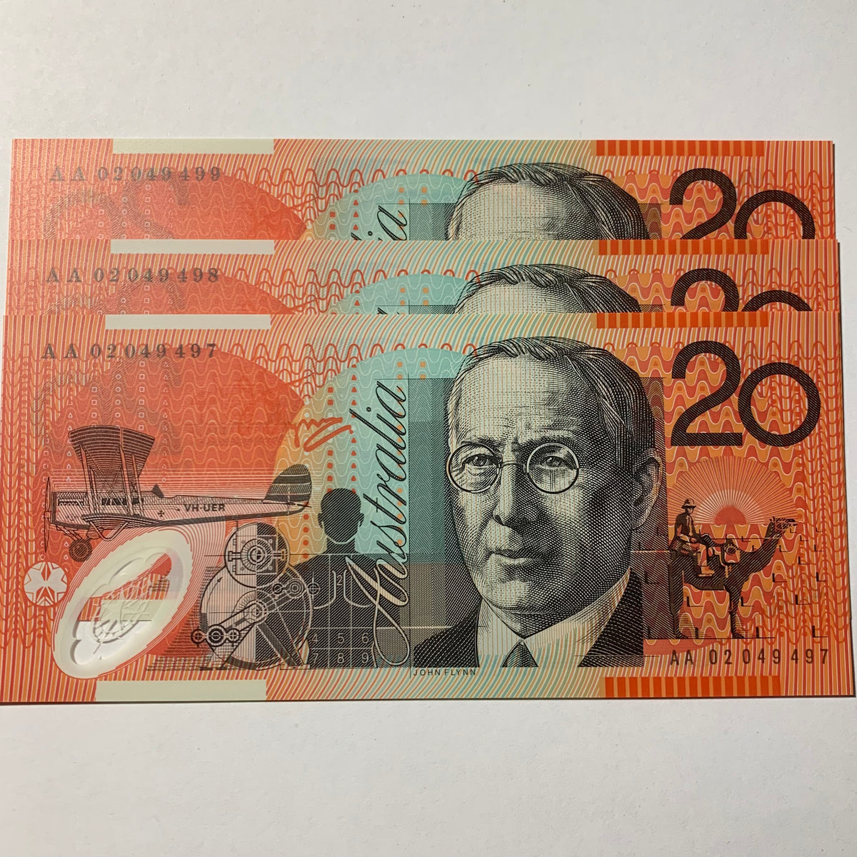 2002 $20 First Prefix Banknote. Uncirculated. Run of 3. R420aF ...