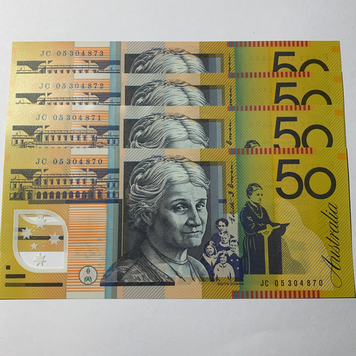 2005 $50 Last Prefix Banknote. Uncirculated. Run of 4. R520cL ...