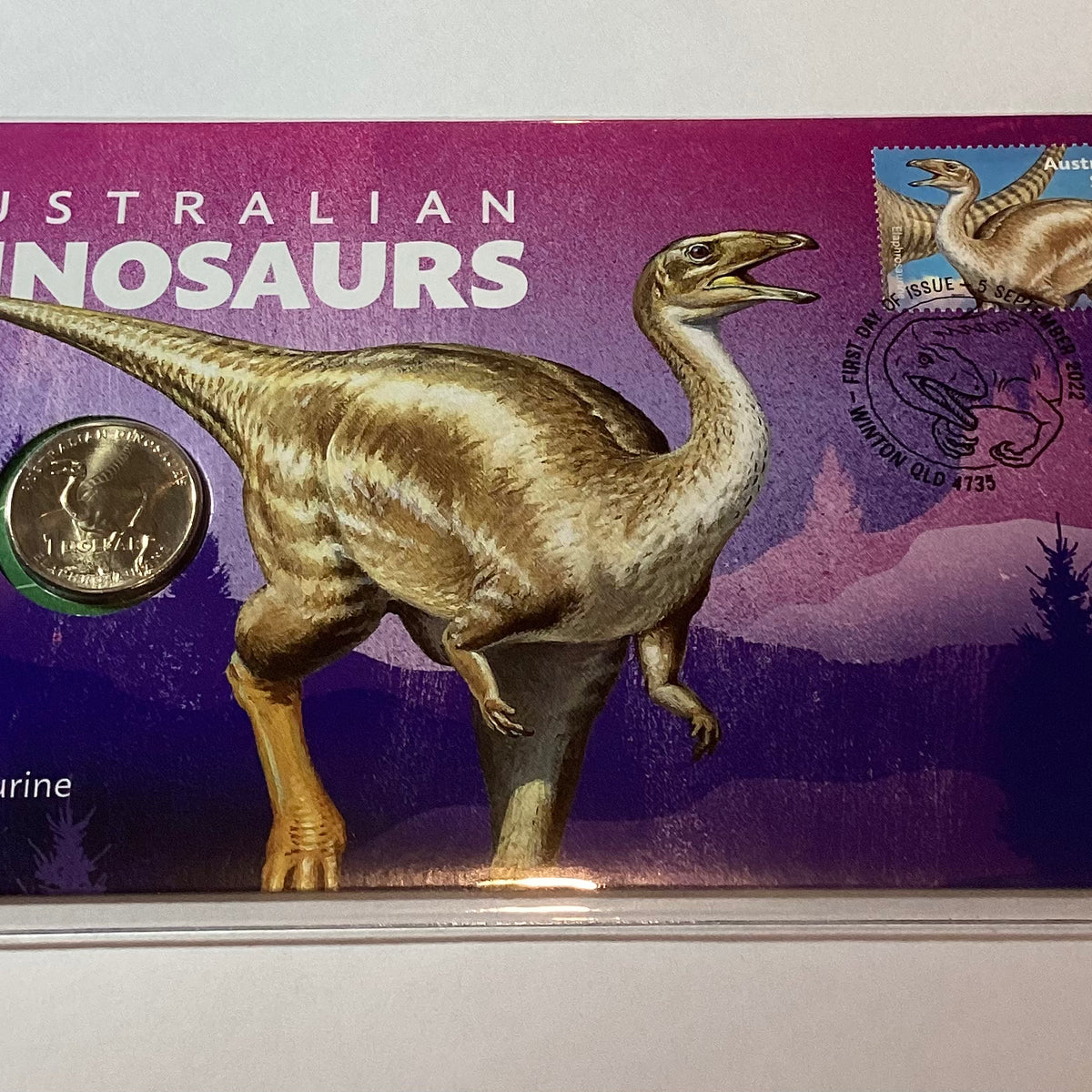 2022 $1 Australian Dinosaurs PNC Purple – Ensleigh Coins