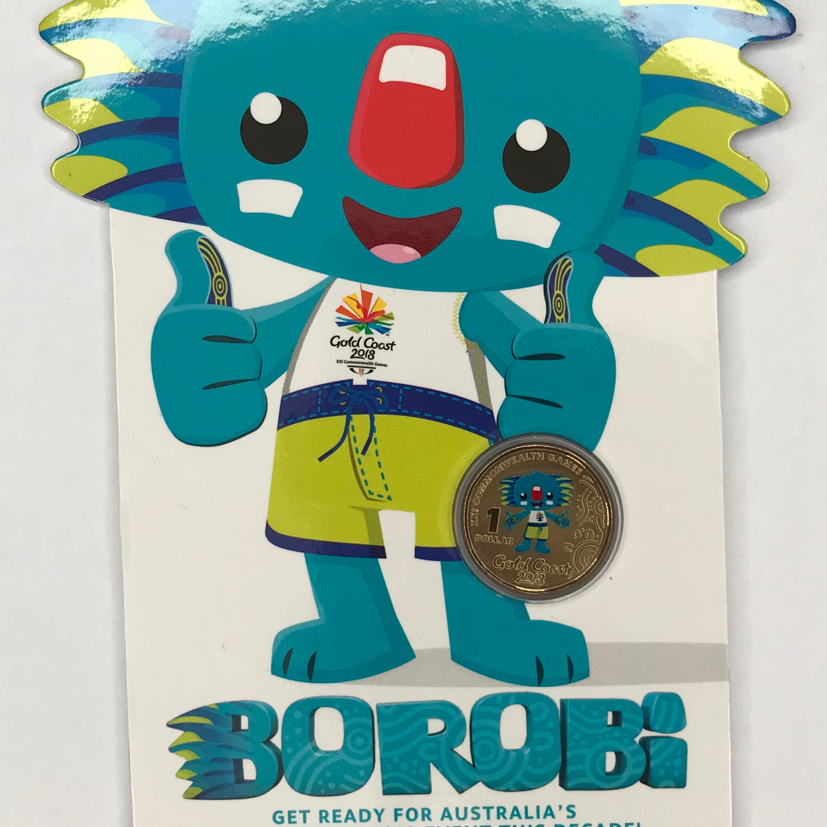 2018 $1 Coloured Frosted Uncirculated Carded Coin. Borobi. Commonwealt ...