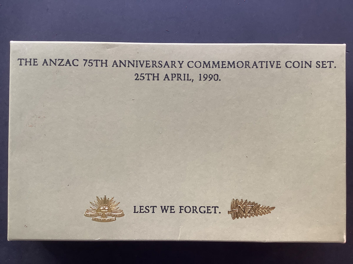 1990 Anzac 75th Anniversary Commemorative Coin Set. 25th April 1990. L ...