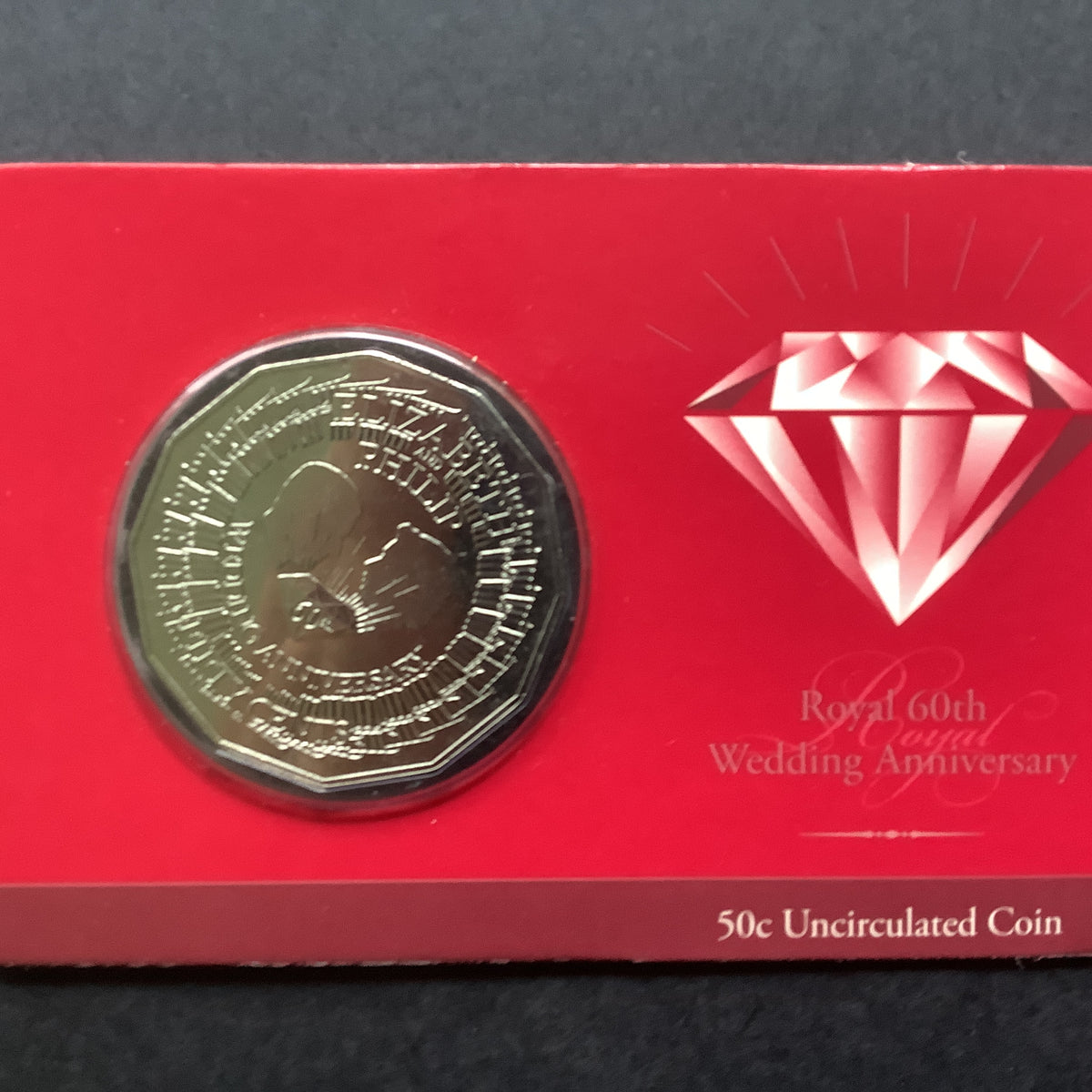 2007 Royal 60th Wedding Anniversary 50c Uncirculated Carded Coin ...