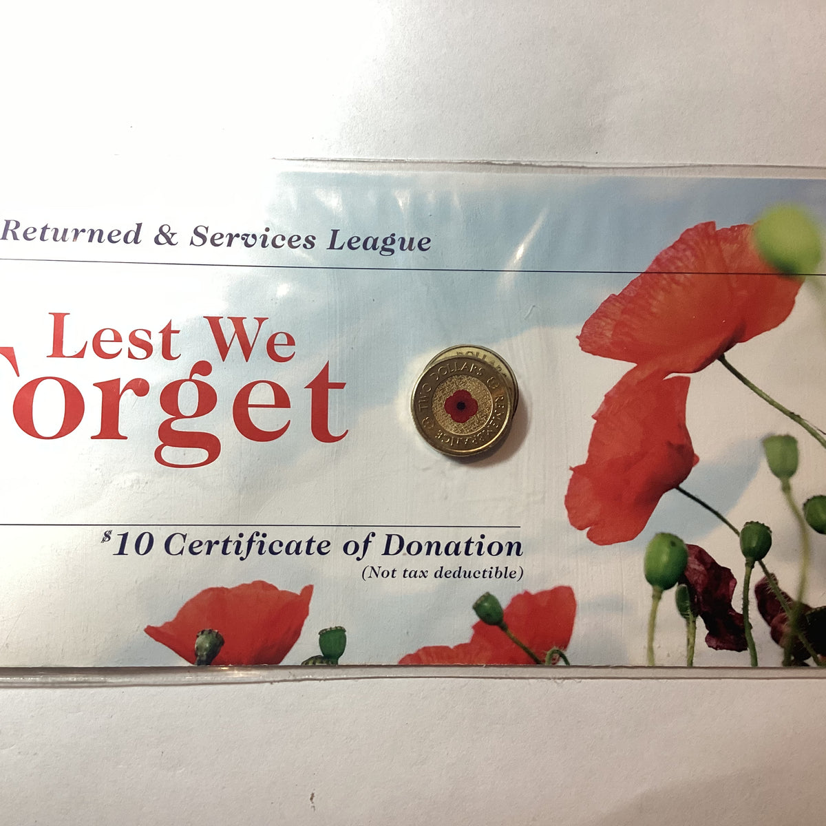 2012 $2 Red Poppy In RSL Card – Ensleigh Coins