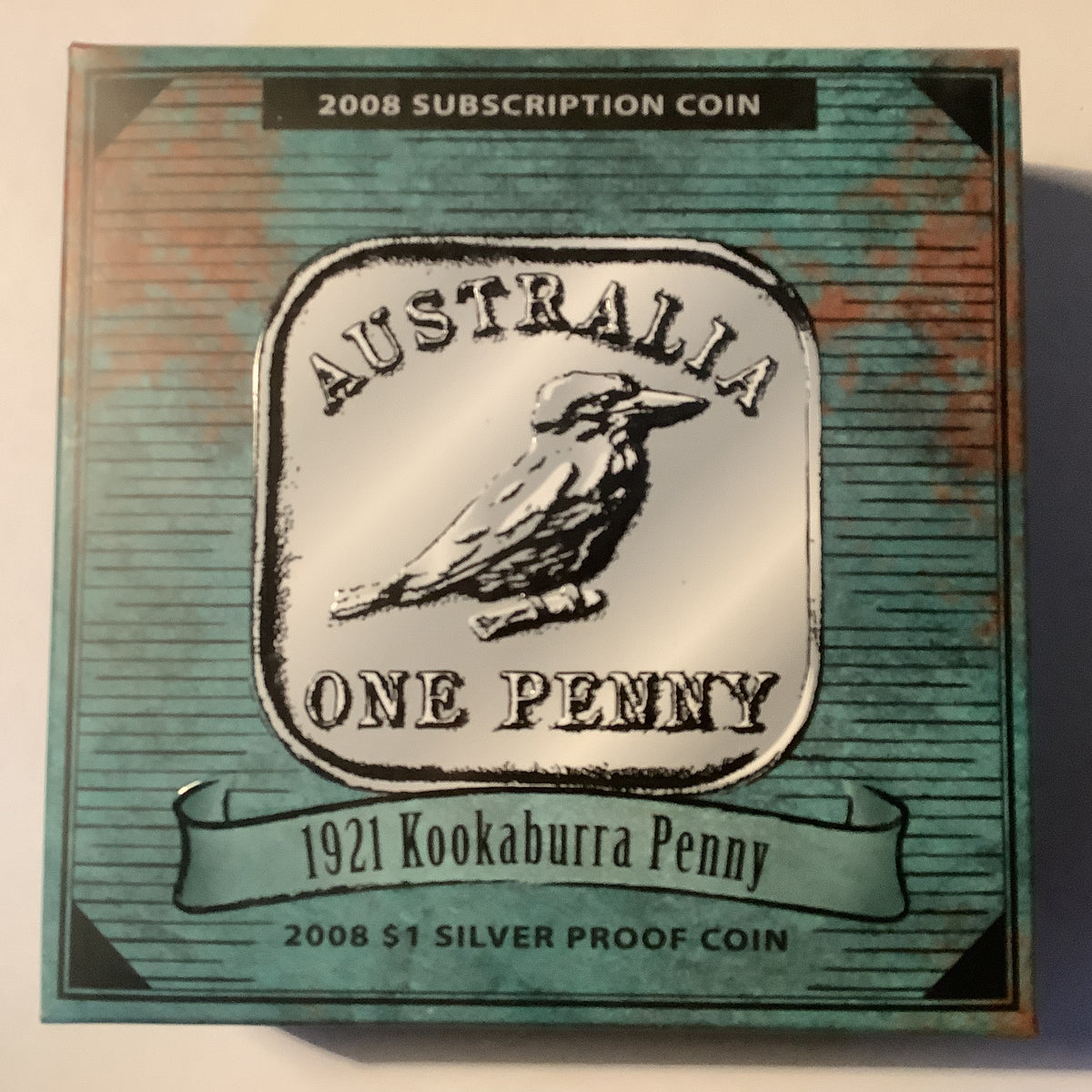 2008 $1 Subscription Silver Proof Coin. 1921 Kookaburra Penny ...