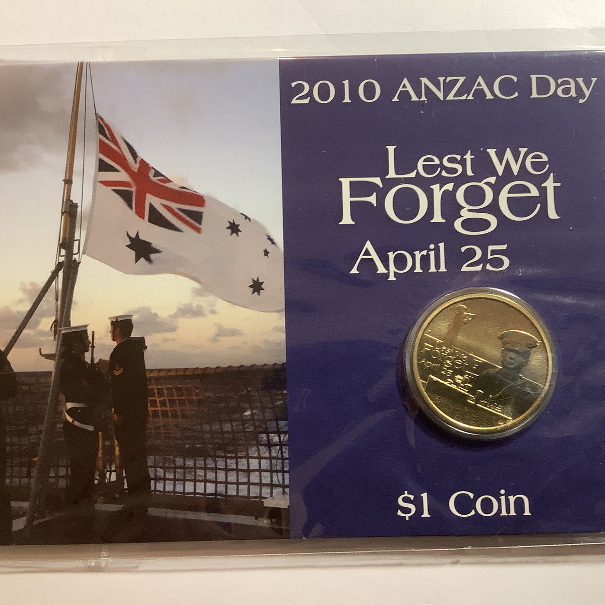 2010 $1 Anzac Day Lest We Forget Uncirculated Carded Coin – Ensleigh Coins