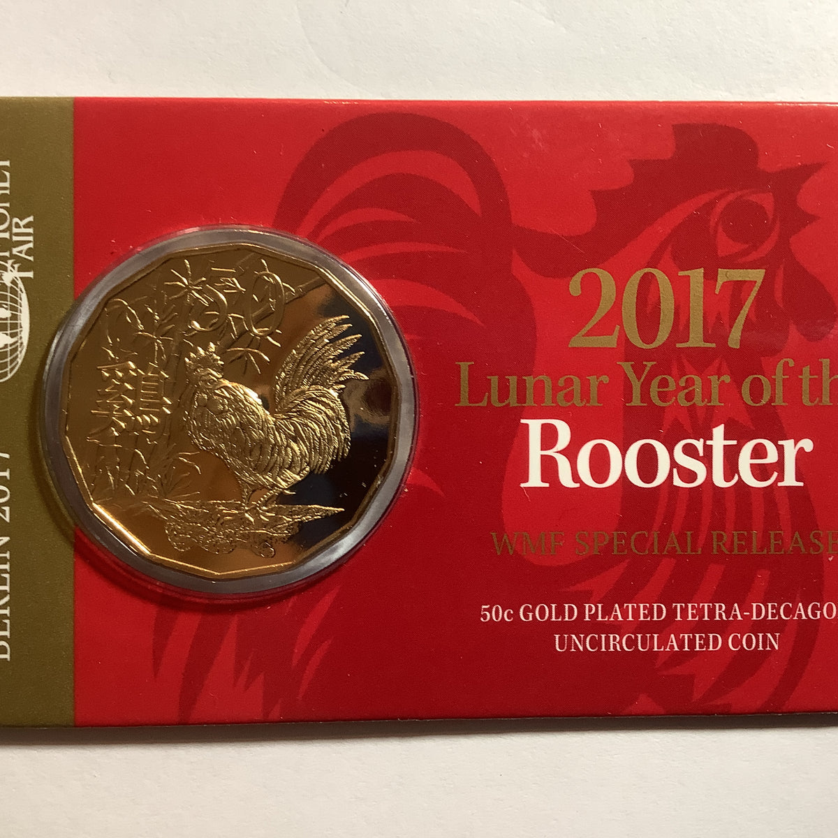 2017 Lunar Year of the Rooster 50c Gold Plated Tetra-Decagon. WORLD MO ...