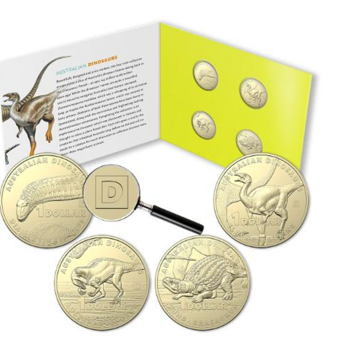 2022 $1 Australian Dinosaurs Uncirculated Privy Mark Four-Coin Collect ...